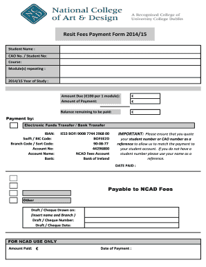 Fillable Online Amount Due ( 100 per 1 module): Amount of Payment: CAO ...