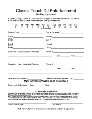 Fillable Online Classic Touch DJ Booking Agreement Fax Email Print ...