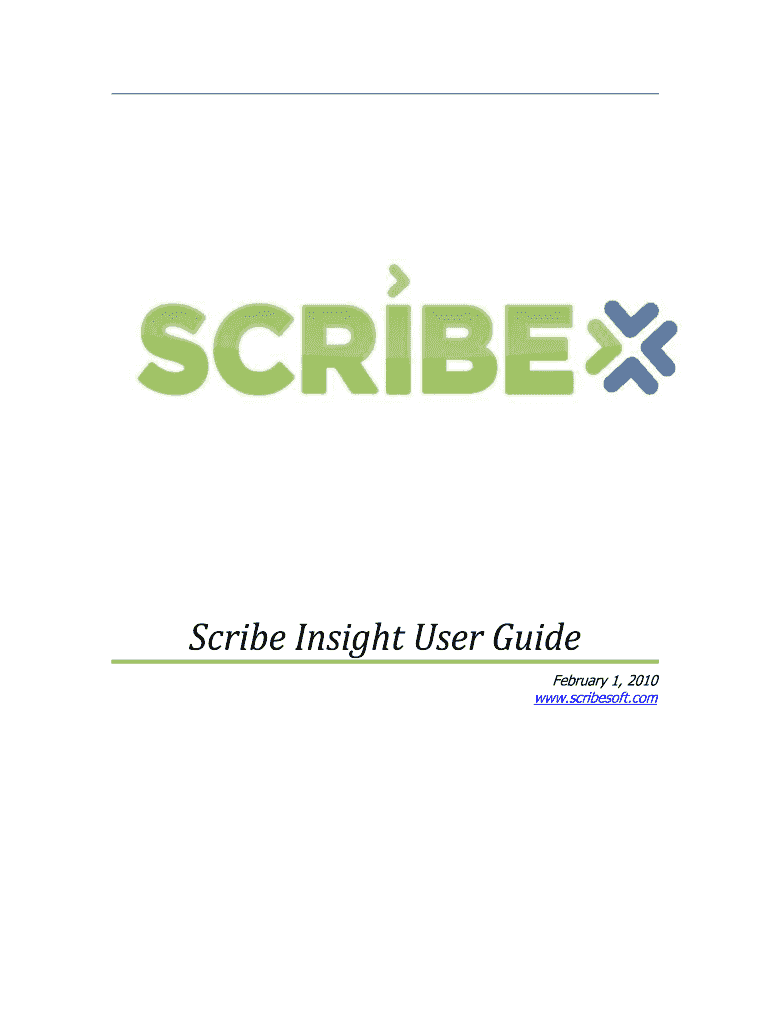 Fillable Online Scribe Insight User Guide - Scribe OpenMind - Scribe Software Fax Email Print ...