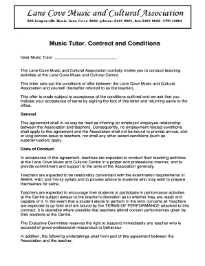 Fillable Online Music Tutor. Contract and Conditions Fax Email Print ...