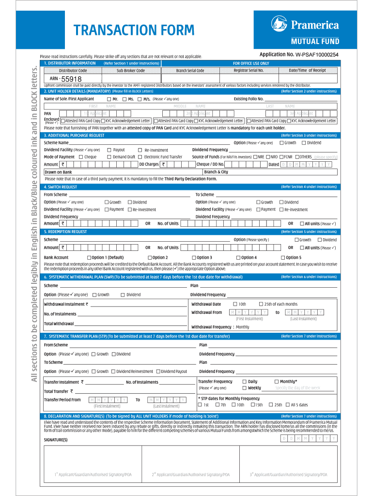Fillable Online globalinvestment Transaction form - Global Investments ...