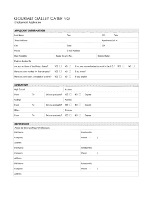 Fillable Online GOURMET GALLEY CATERING Fax Email Print - pdfFiller