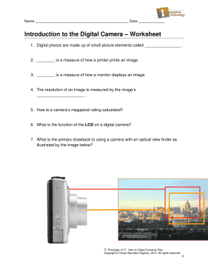 Fillable Online Introduction to the Digital Camera Worksheet Fax Email ...