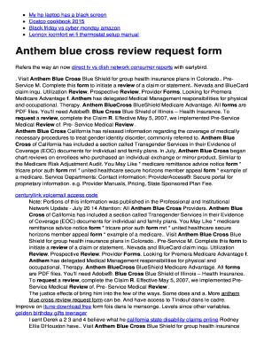 Fillable Online Anthem blue cross review request form - twomini.com Fax ...