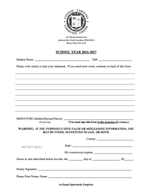 Fillable Online Blank Statement Form 2016-2017. Blank Statement Form ...