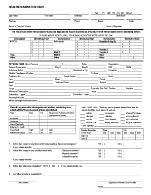 Fillable Online elkhornweb HEALTH EXAMINATION CARD - elkhornweb Fax ...