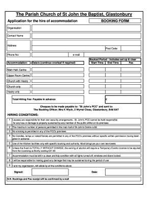 Fillable Online stjohns-glastonbury org Church booking form.xls ...