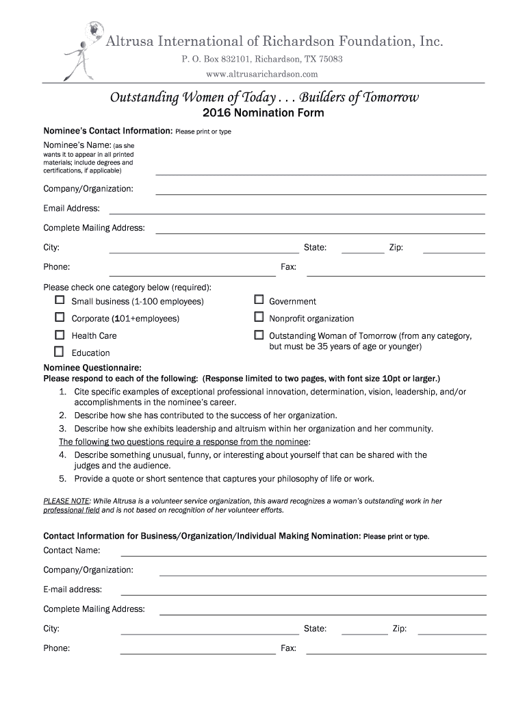 Fillable Online 2015 OWT Nomination Letter and Form v7.docx Fax Email ...