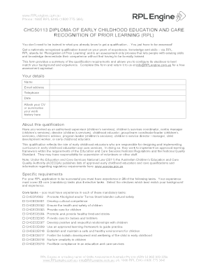 Fillable Online CHC50113 DIPLOMA OF EARLY CHILDHOOD EDUCATION AND CARE ... Fax Email Print ...