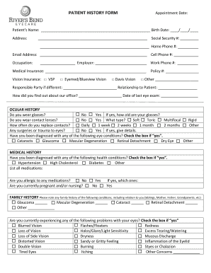 Fillable Online PATIENT HISTORY FORM - River's Bend Eye Fax Email Print - pdfFiller