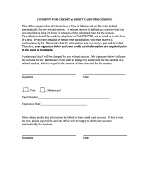 Fillable Online CONSENT FOR CREDIT or DEBIT CARD PROCESSING Fax Email ...