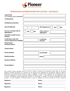 Fillable Online INTRODUCER ACCREDITATION APPLICATION - AUSTRALIA Fax Email Print - pdfFiller