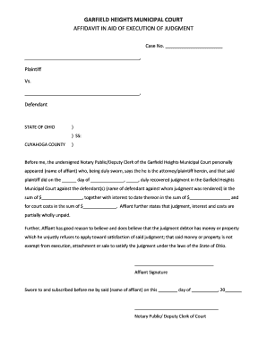 Fillable Online ghmc AFFIDAVIT IN AID OF EXECUTION OF JUDGMENT Fax ...