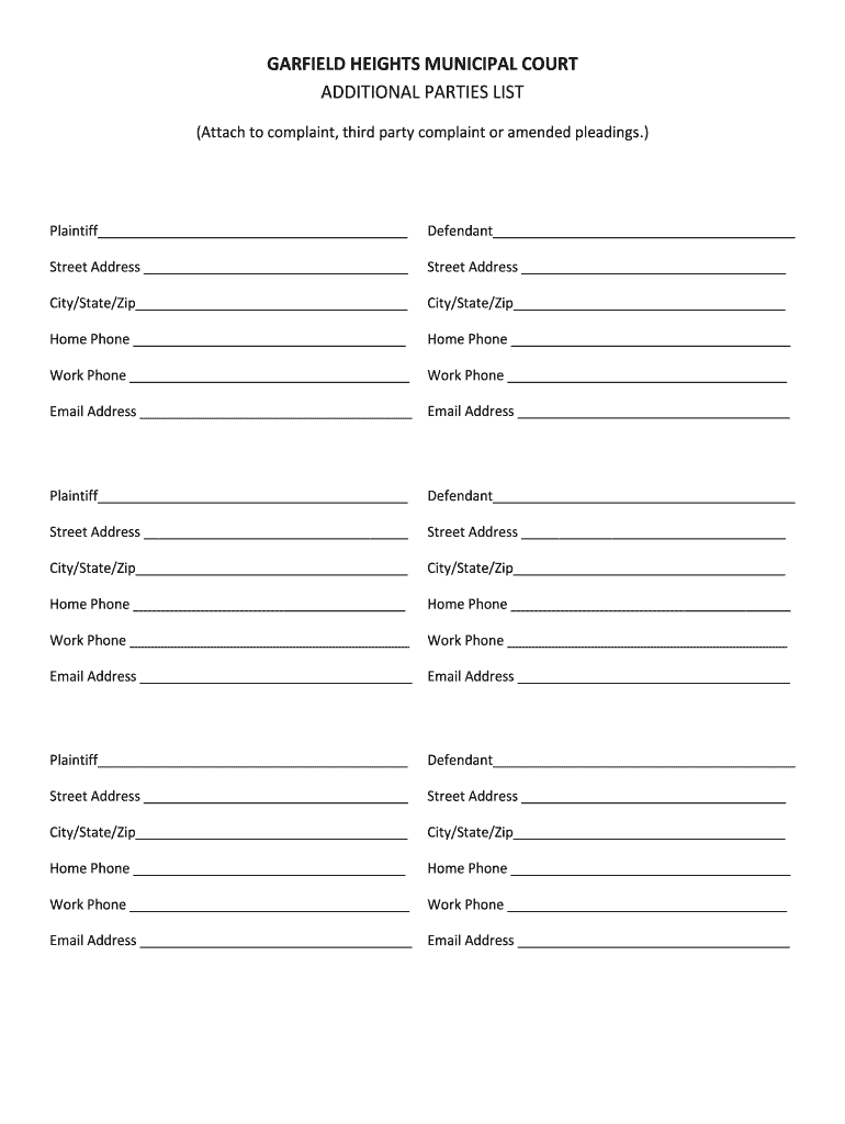 Fillable Online ghmc ADDITIONAL PARTIES LIST Fax Email Print - pdfFiller