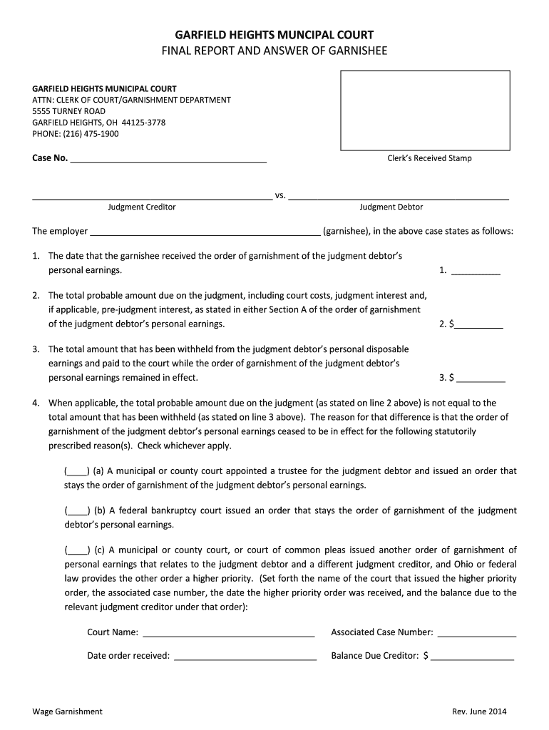 Fillable Online ghmc GARFIELD HEIGHTS MUNCIPAL COURT Fax Email Print ...