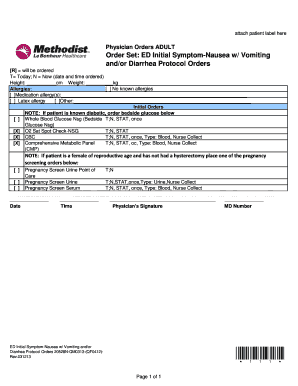 Fillable Online attach patient label here Physician Orders ADULT Order ...