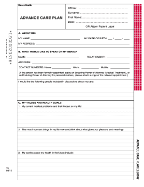 Fillable Online DOB: OR Attach Patient Label - mercyhealth.com.au Fax ...