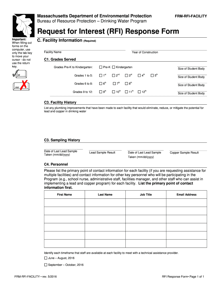 Fillable Online Request for Interest (RFI) Response Form Fax Email ...