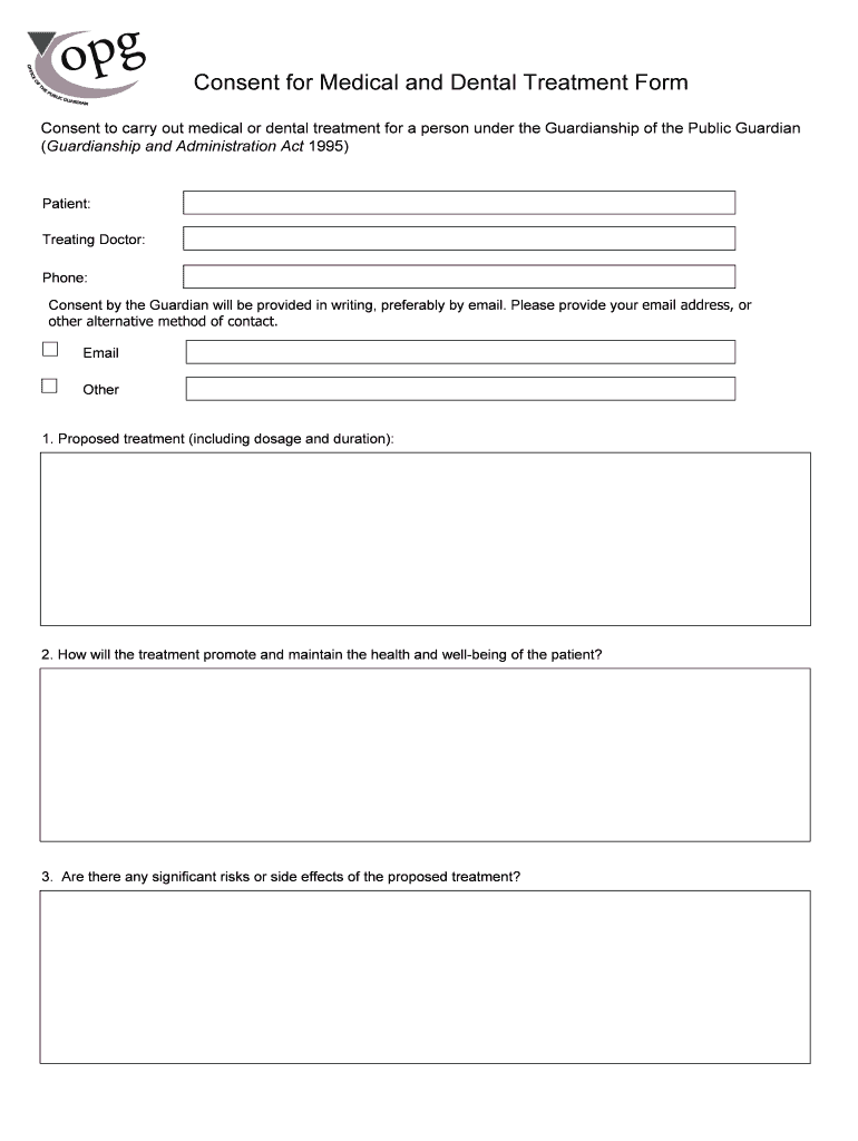Fillable Online publicguardian tas gov Consent for Medical and Dental ...