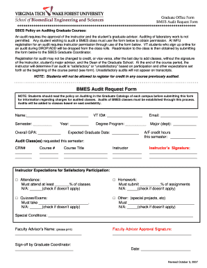 Fillable Online Graduate Office Form BMES Audit Request Form Fax Email ...