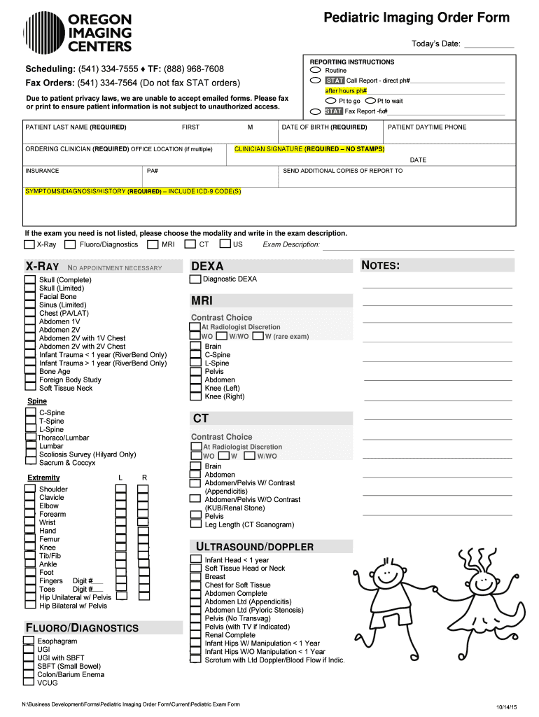 Fillable Online Scheduling: (541) 334-7555 TF: (888) 968-7608 Fax Email ...
