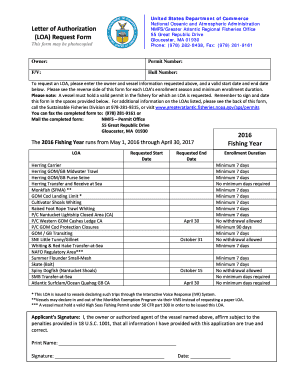 Fillable Online 2016 - Vessel LOA request form - FINAL Fax Email Print ...
