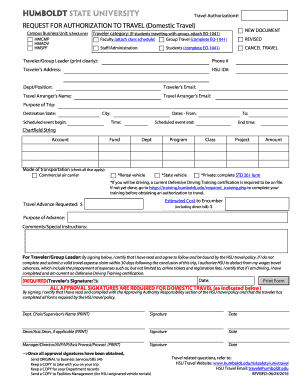 Fillable Online Travel Authorization#: Fax Email Print - pdfFiller