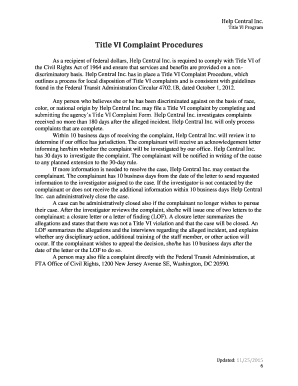 Fillable Online helpcentral Title VI Complaint Procedures - HelpCentral ...