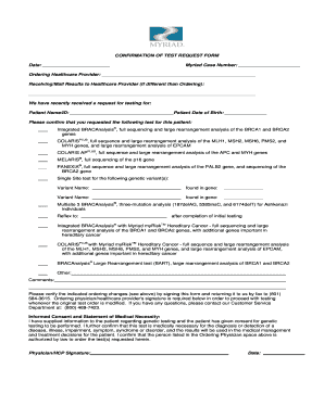 Fillable Online CONFIRMATION OF TEST REQUEST FORM Fax Email Print ...