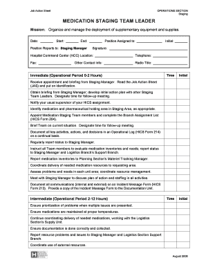 Fillable Online Job Action Sheet OPERATIONS SECTION Staging MEDICATION ...