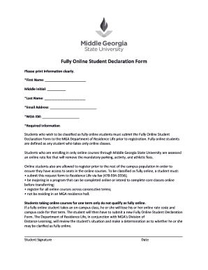 Fillable Online Fully Online Student Declaration Form Fax Email Print - pdfFiller