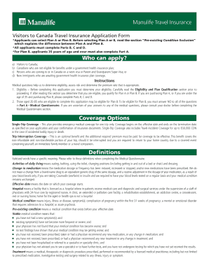 Fillable Online Manulife Travel Insurance Fax Email Print - pdfFiller