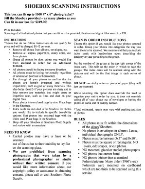 Fillable Online SHOEBOX SCANNING INSTRUCTIONS - Southern Photo Fax ...