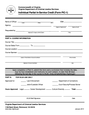 Fillable Online dcjs virginia Individual Partial In-Service Credit ...