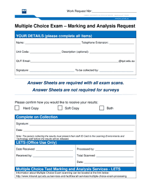 Fillable Online ask qut edu Multiple Choice Exam Marking and Analysis ...