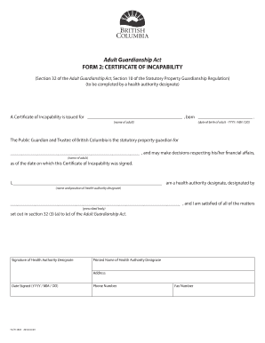 Fillable Online Form 2 Certificate of Incapability. Form 2 Certificate ...