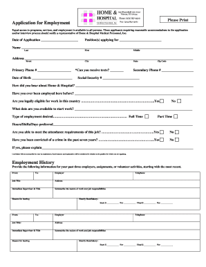 Fillable Online Home Health Aide Application Packet - Home & Hospital ...