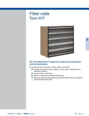 Fillable Online Filter cells Type ACF. TROX Catalogue Filter Units ...