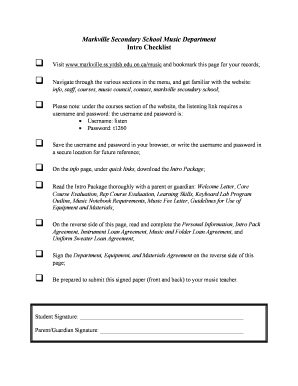 Fillable Online Markville Secondary School Music Department Intro ...