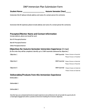 Fillable Online DNP Immersion Plan Submission Form Fax Email Print ...