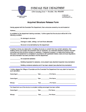 Fillable Online Acquired Structure Release Form - firefighterclosecalls.com Fax Email Print ...