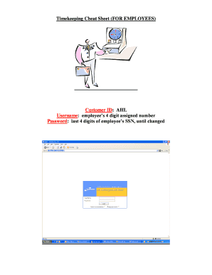 Fillable Online Timekeeping Cheat Sheet (FOR EMPLOYEES) Fax Email Print - pdfFiller