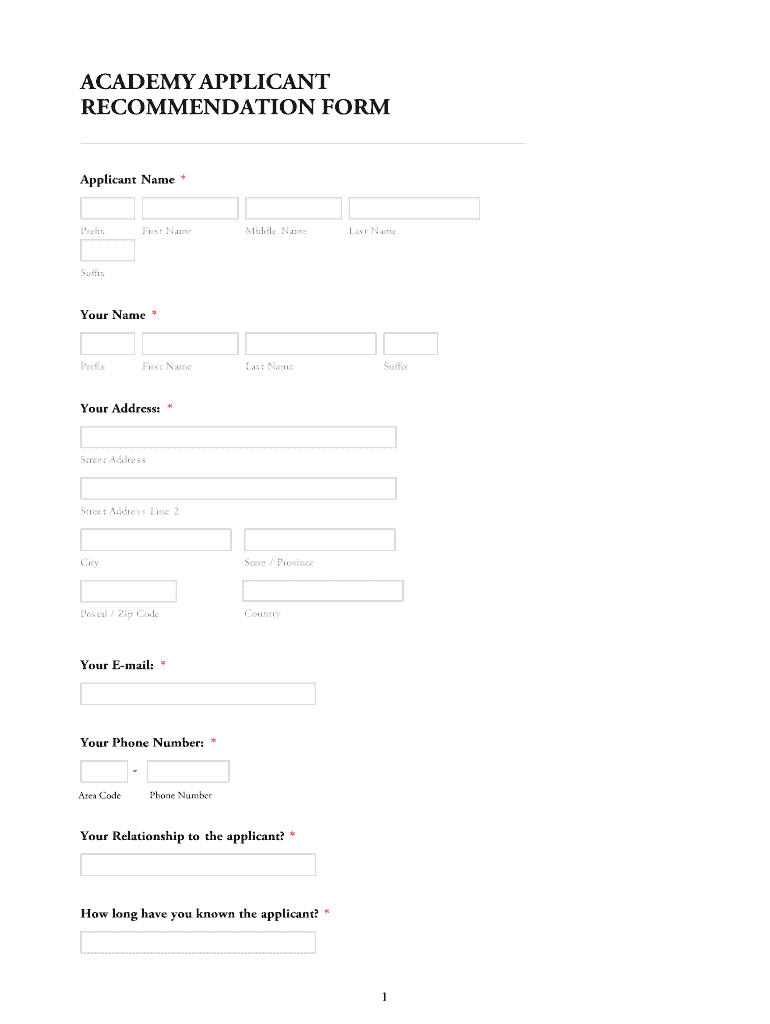 Fillable Online gardner senate ACADEMY APPLICANT RECOMMENDATION FORM ...