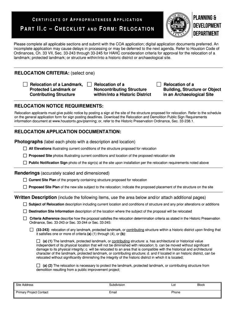 Fillable Online houstontx 04.COA Checklist Relocation.docx Fax Email ...