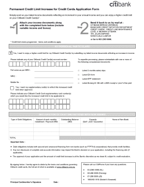 Fillable Online Permanent Credit Limit Increase for Credit Cards Application Form Fax Email ...