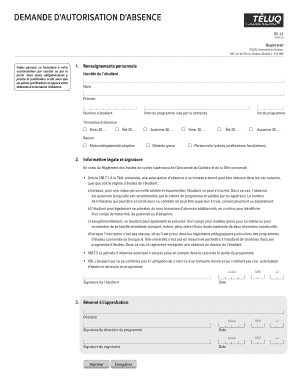 Fillable Online teluq Demande d'autorisation d'absence - teluq.ca Fax Email Print - pdfFiller