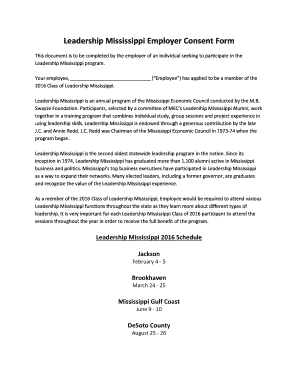 Fillable Online Leadership Mississippi Employer Consent Form Fax Email ...