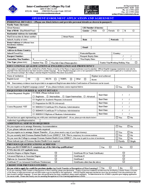 Fillable Online intercontinental edu IST 14 - Int'l Student Enrolment ...