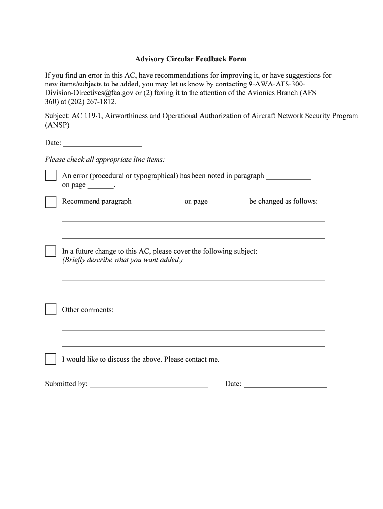 Fillable Online AC 119-1. Airworthiness and Operational Authorization ...