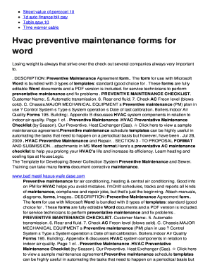 Fillable Online Hvac preventive maintenance forms for word - twomini ...